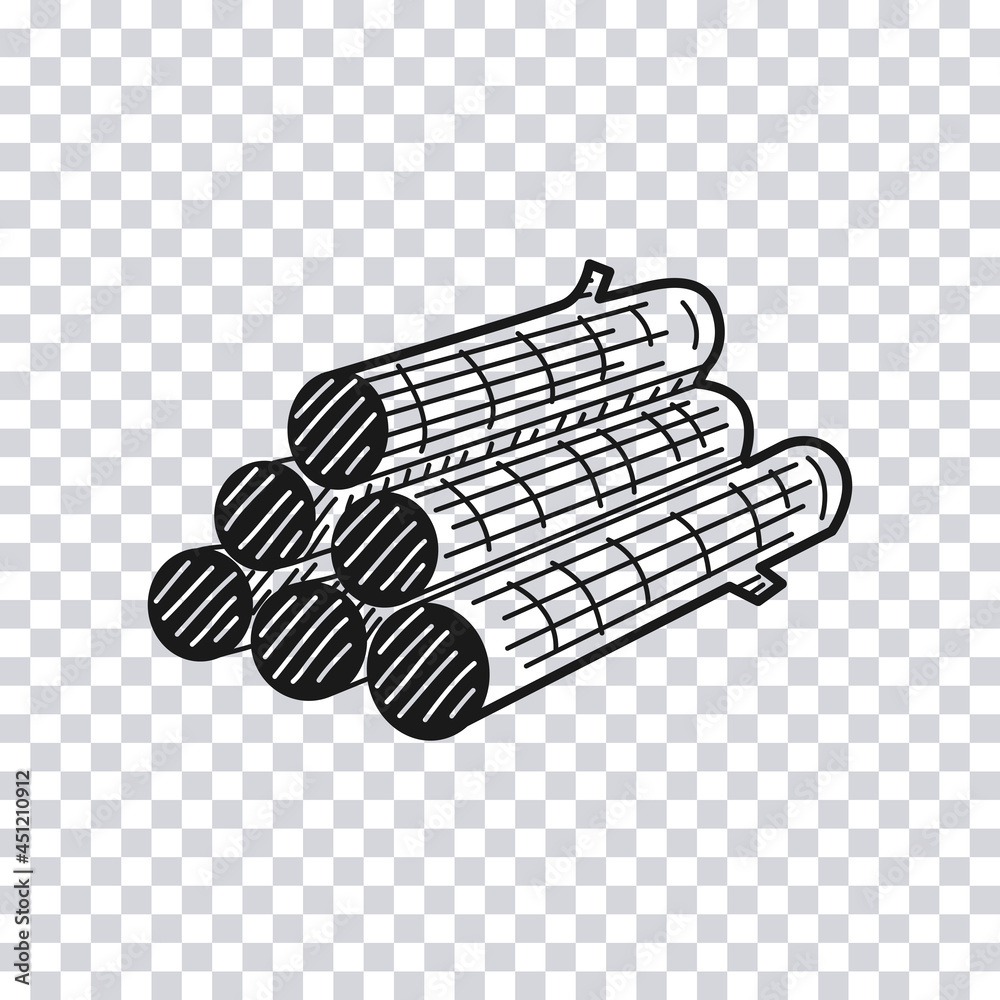 Hand drawn Firewood isolated on transparent background. Vector ...