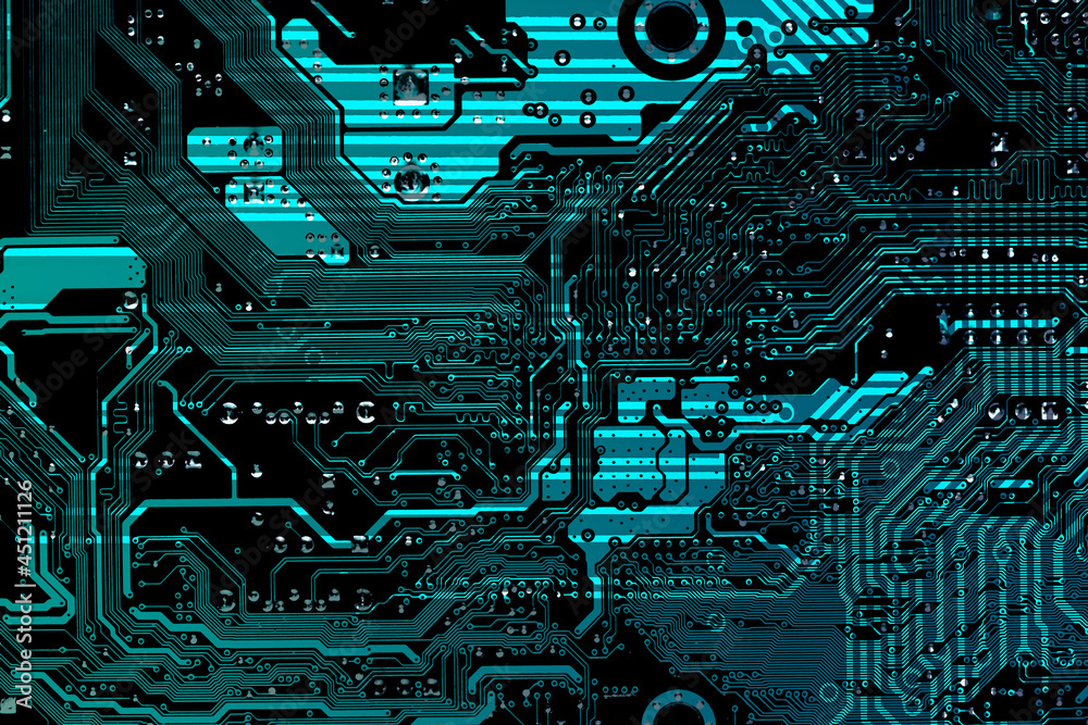 Dark background of silhouettes of the computer motherboards overlay for ...