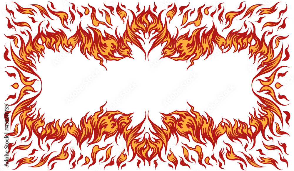 Fire frame. Editable hand drawn illustration. Vector engraving ...
