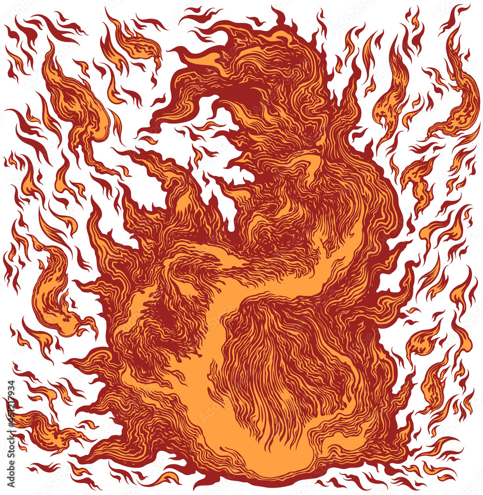 Flame. Editable hand drawn illustration. Vector engraving. Isolated on ...