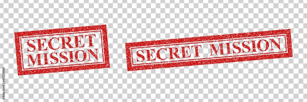 Vector realistic isolated red rubber stamp of Secret Mission logo for ...