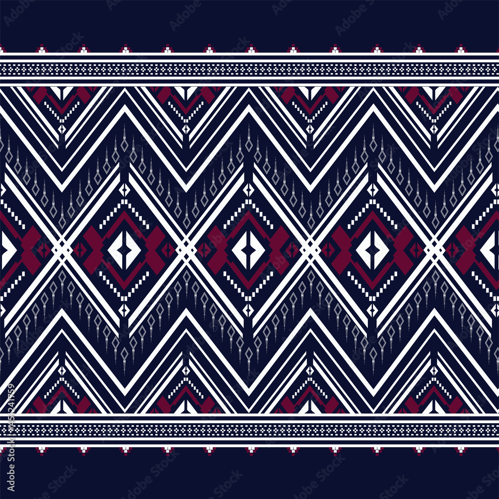 Geometric ethnic texture embroidery triangle on dark blue background ...