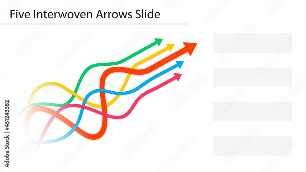 Five intertwined arrows Slide template. Clipart image Stock Vector ...