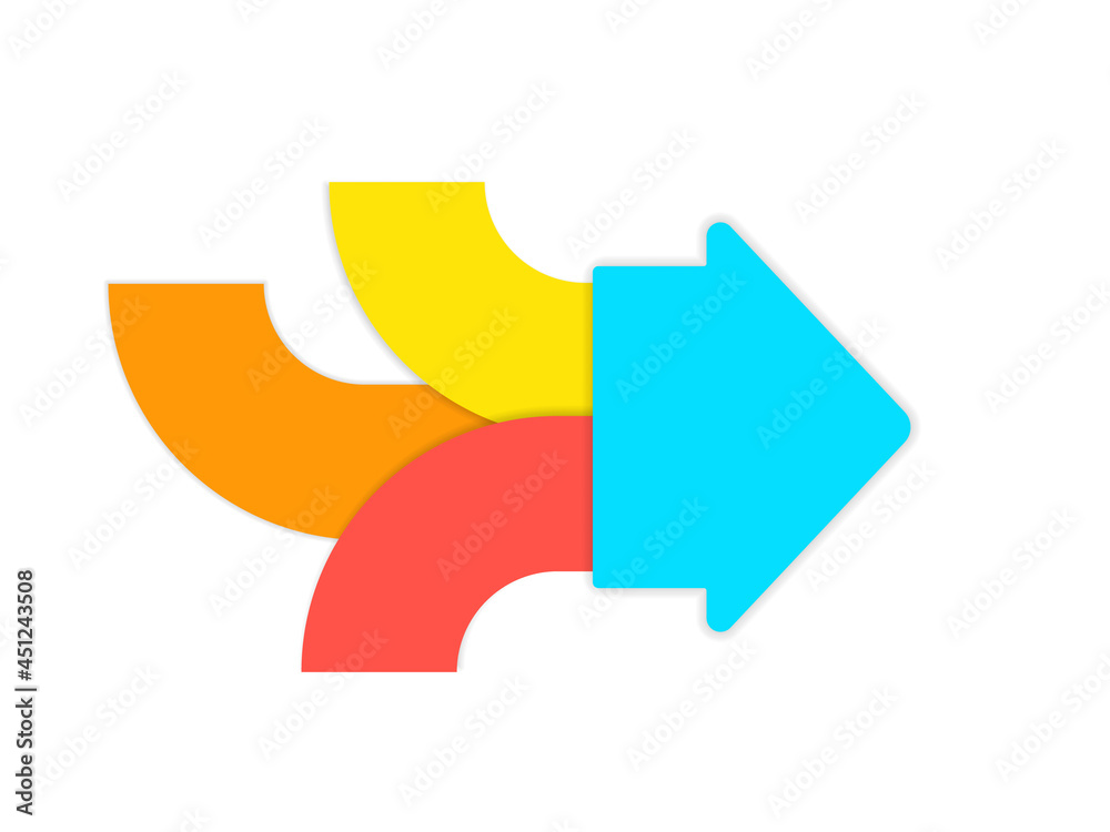 Three arrow merging icon. Clipart image isolated on white background ...