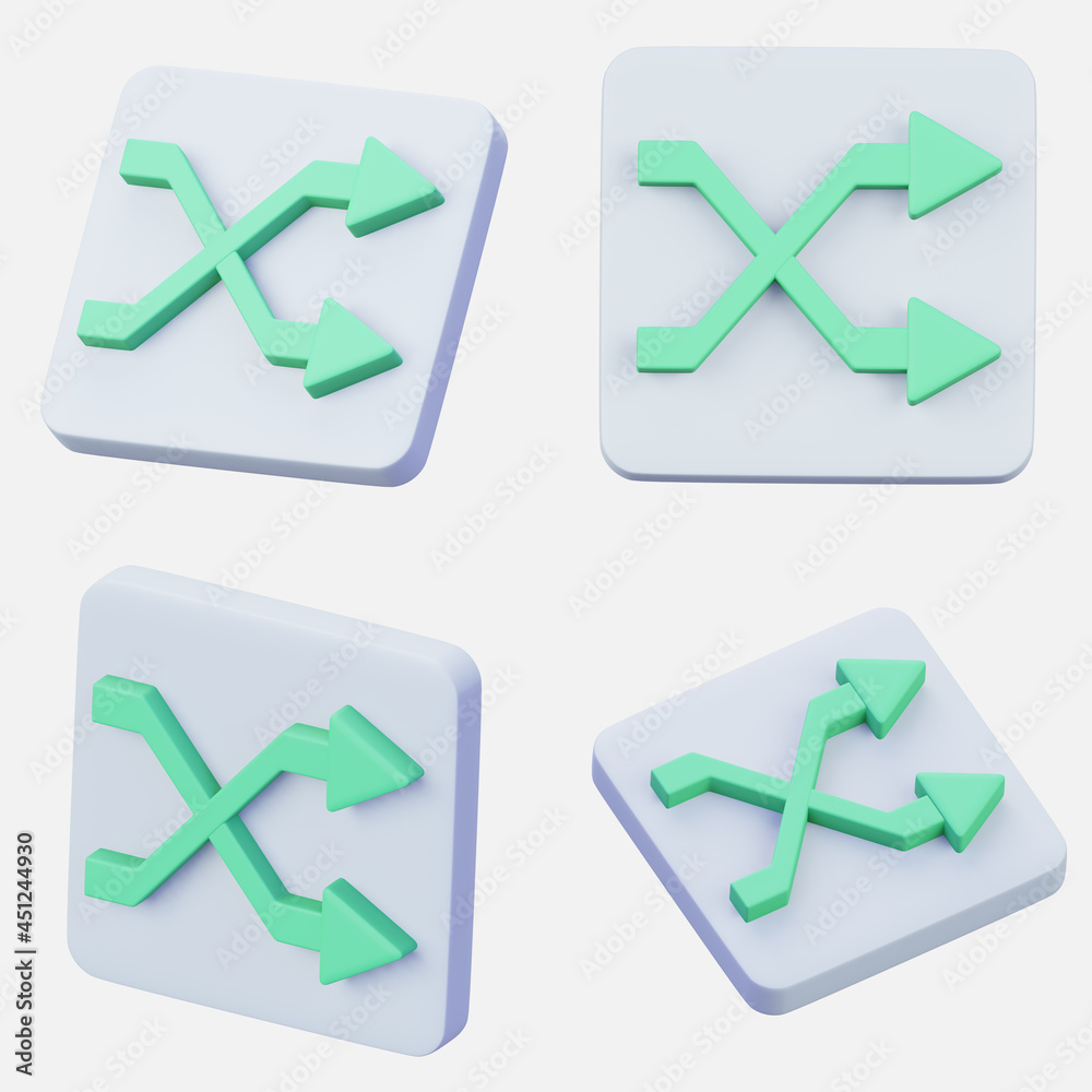Set of 3D rendering crossfade icon interface symbol isolated on white ...