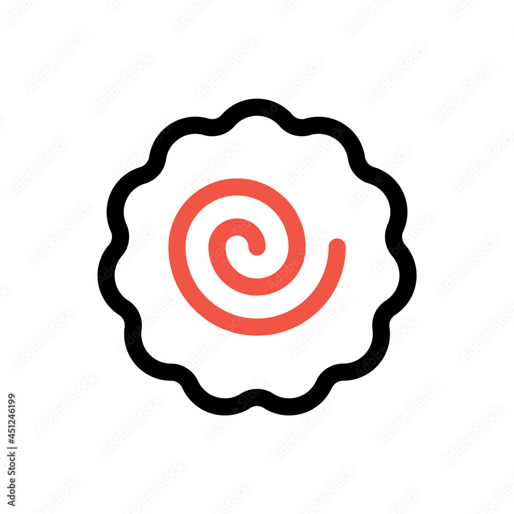 Narutomaki or kamaboko surimi vector outline icon. Traditional Japanese ...