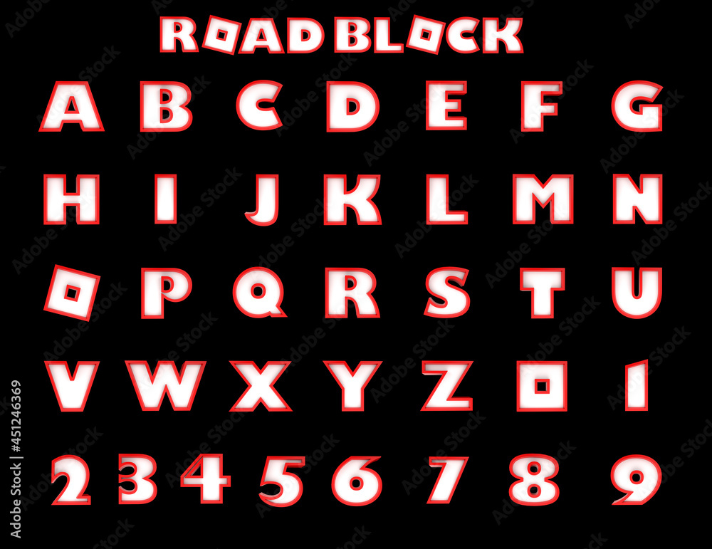 Road blocks red and white capital alphabet - 3D illustration Stock ...