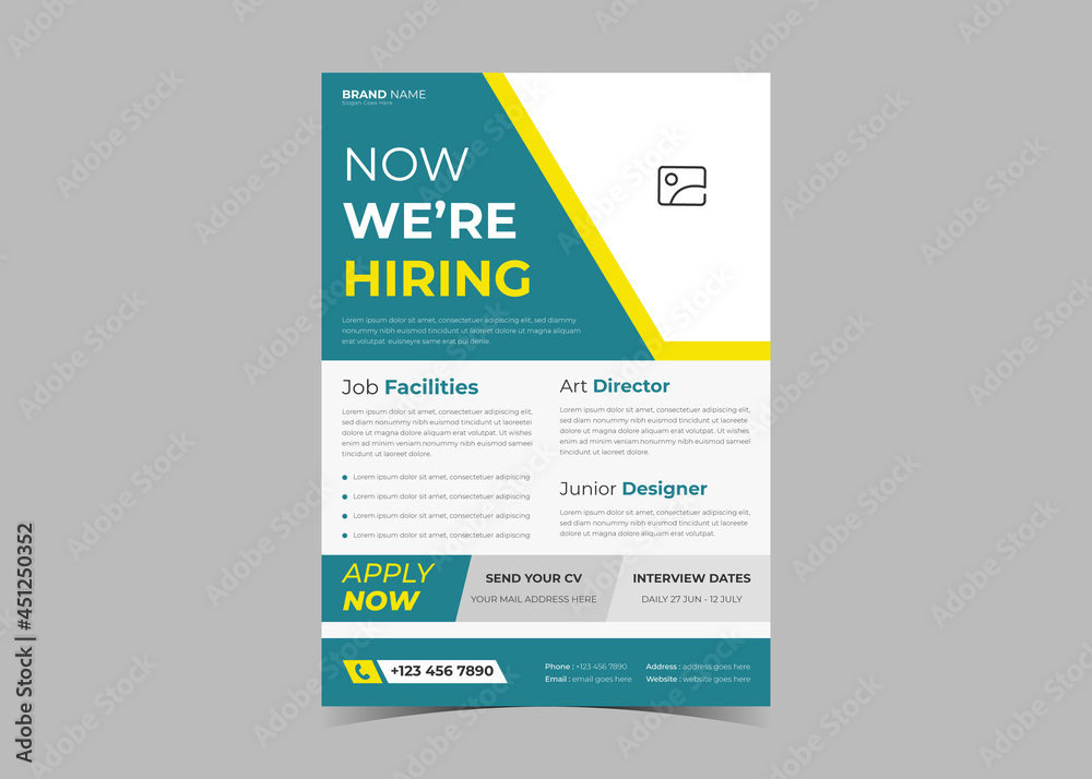 We are hiring flyer design. Job offer leaflet template. Job vacancy ...