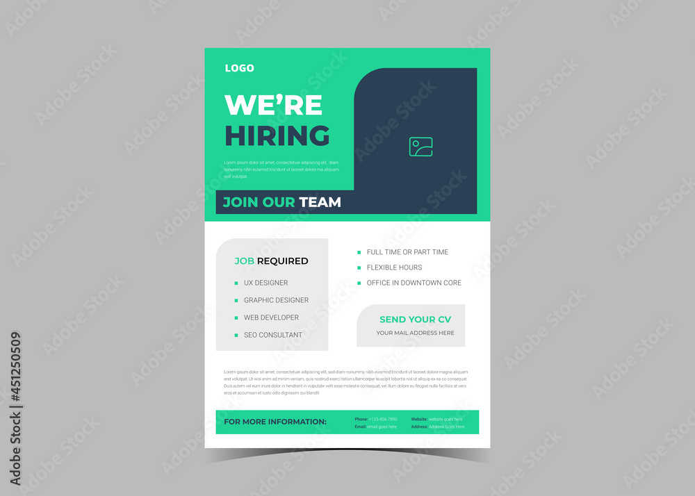 We are hiring flyer design. Job offer leaflet template. Job vacancy ...