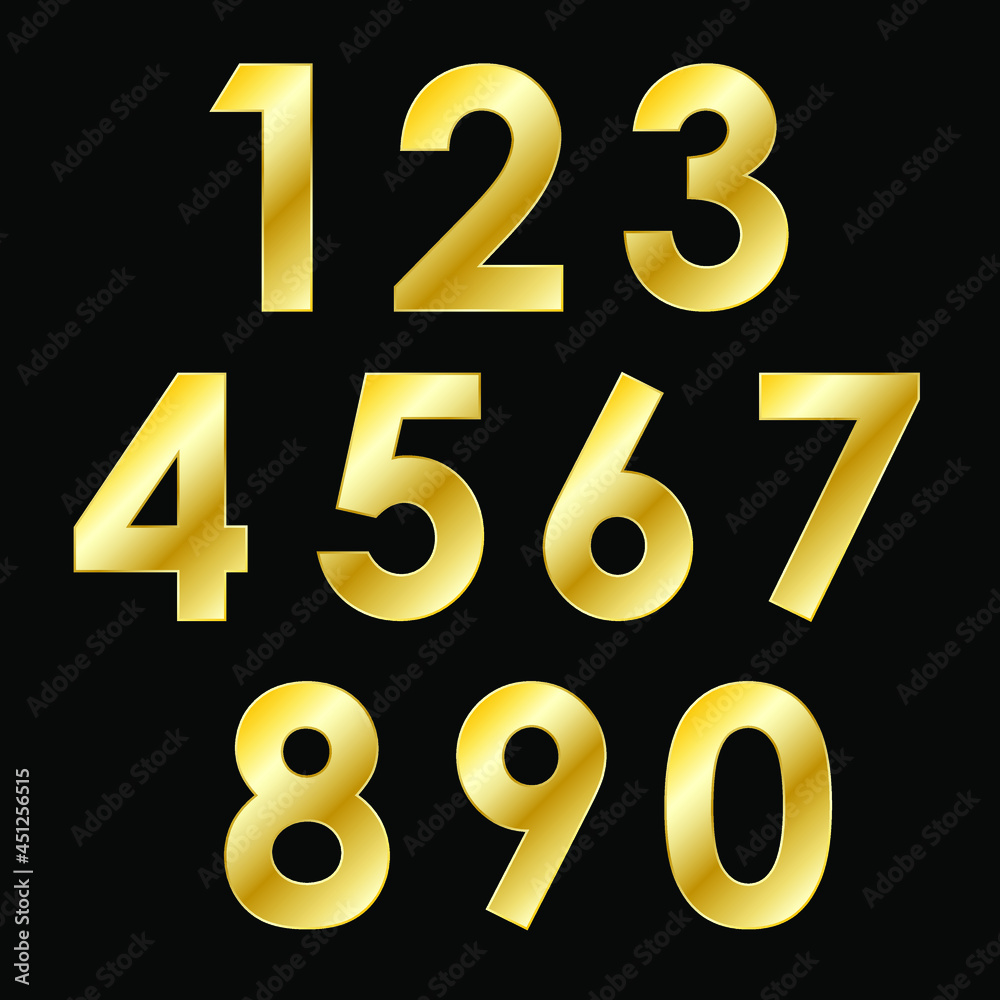 Gold Metal Numbers Stock Vector | Adobe Stock
