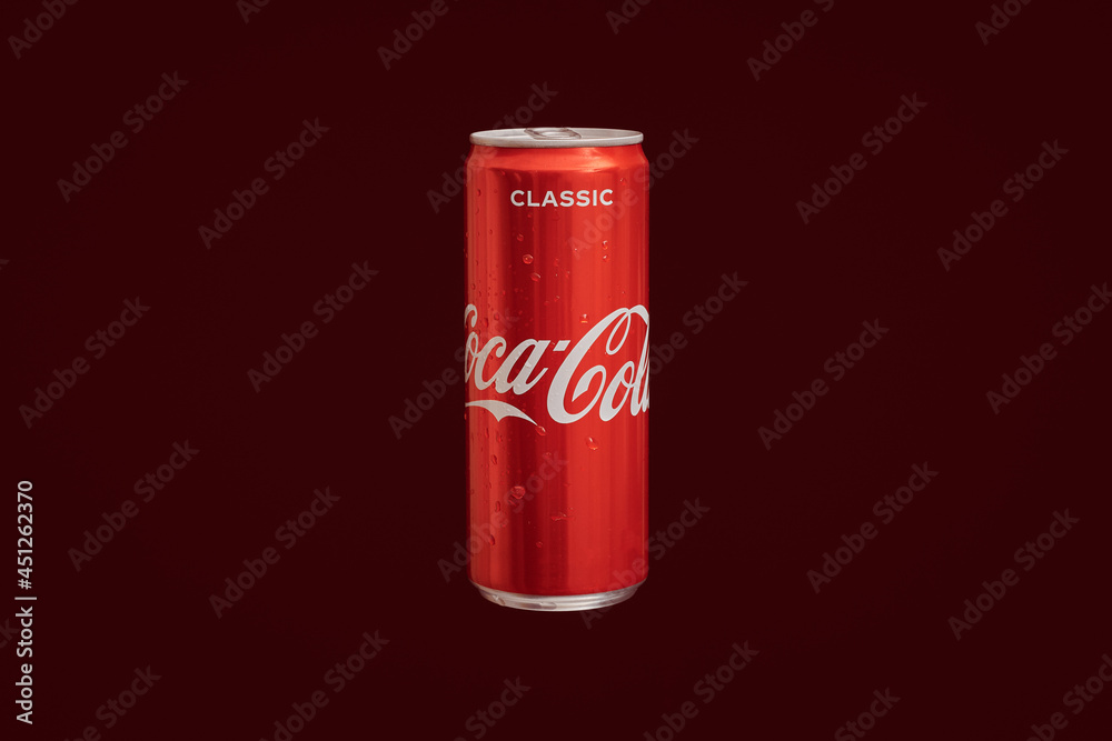 Coca Cola can, red background Stock Photo | Adobe Stock