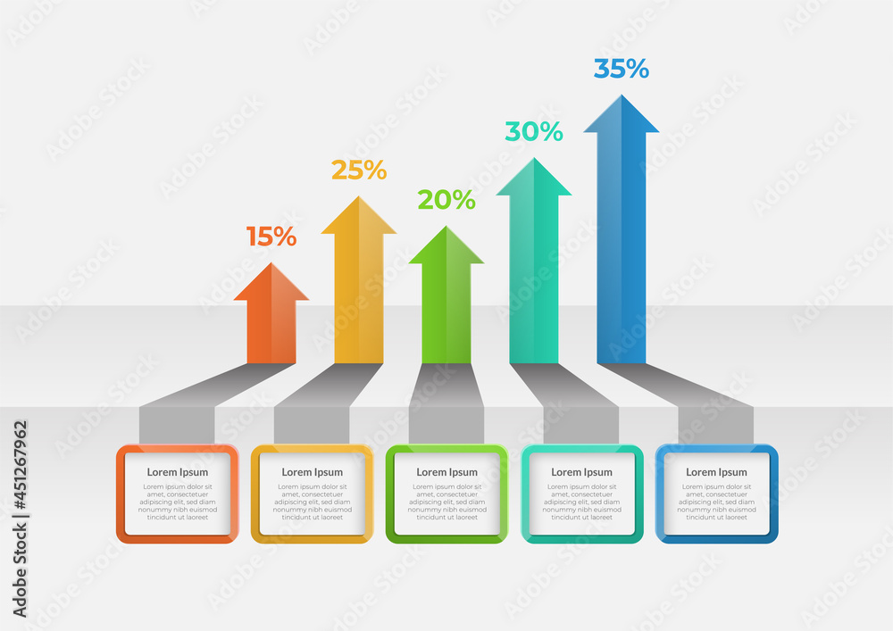 Arrow infographic elements with 5 options. Business template for ...
