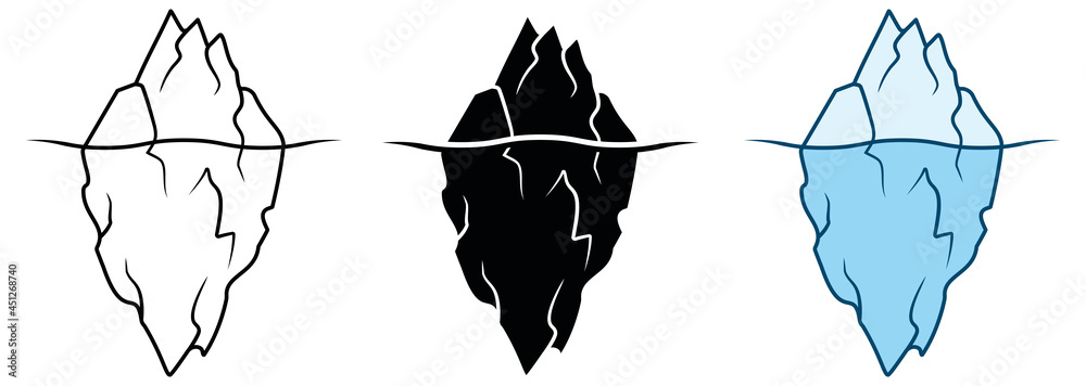 Iceberg Clipart Vector Set - Outline and Silhouette Stock Vector ...