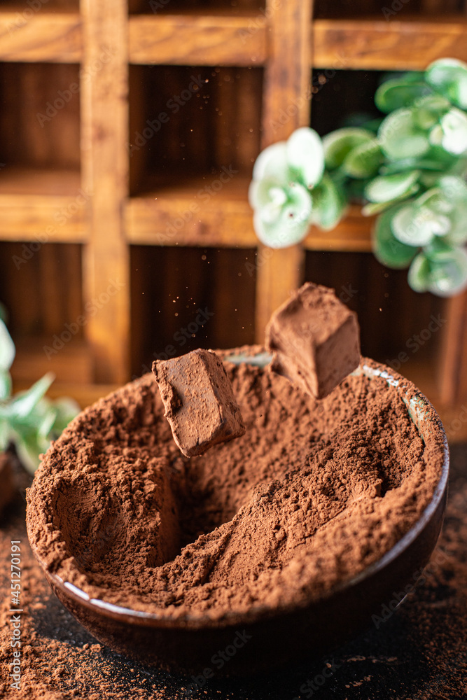 chocolate truffle candies in cocoa powder natural chocolate butter ...