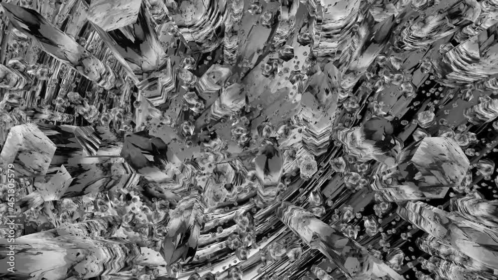 Animation with abstract glass shapes. Motion. 3D background with ice ...