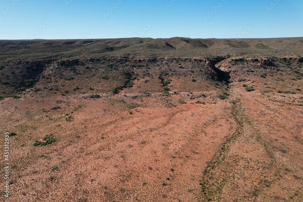 Outback Australia aerial drone photo over the wild rugged limestone ...