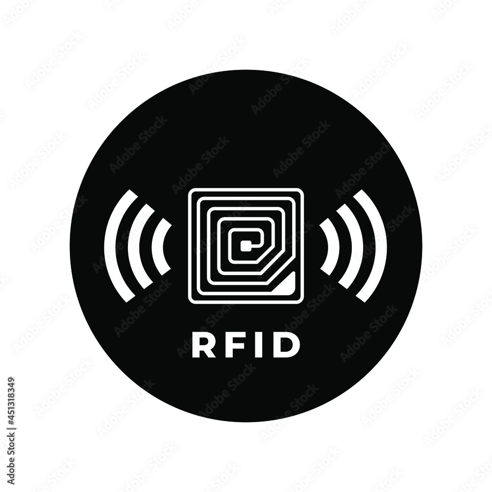RFID tag icon. Radio Frequency Identification symbol. Isolated on a ...
