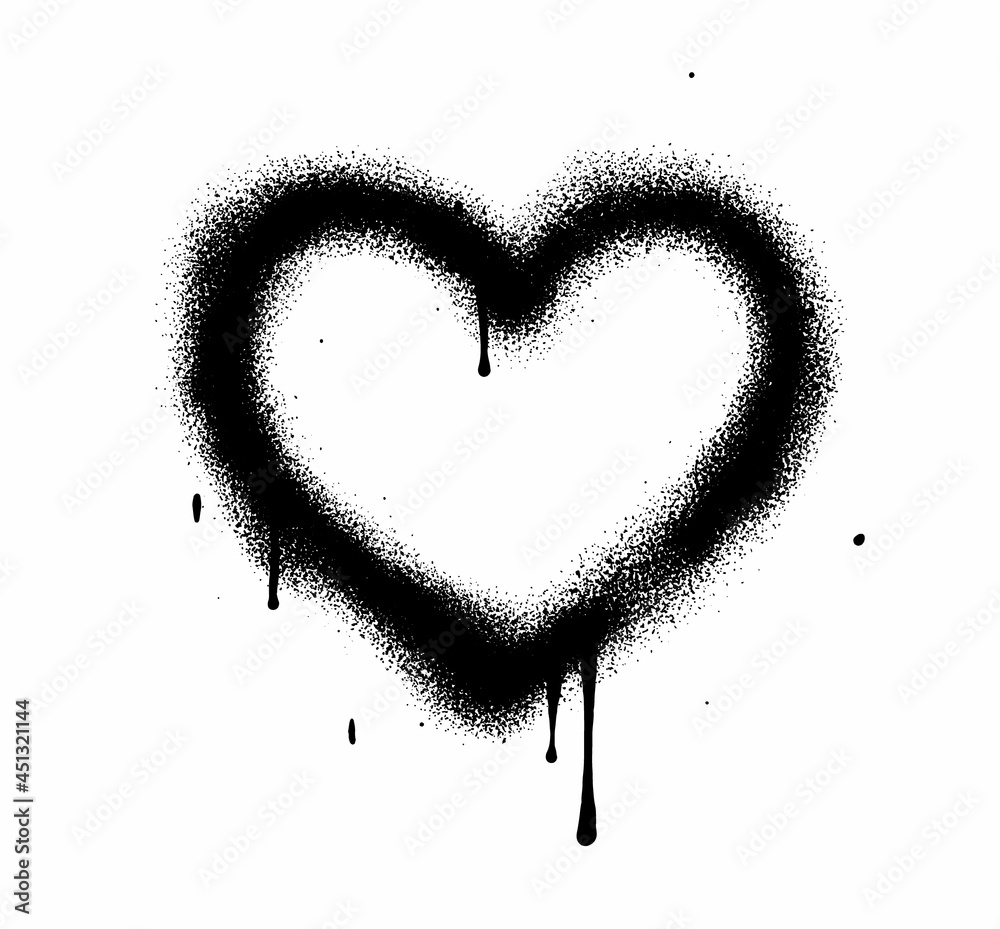 Spray Paint Heart isolated on White Background. Vector Symbol of Love ...