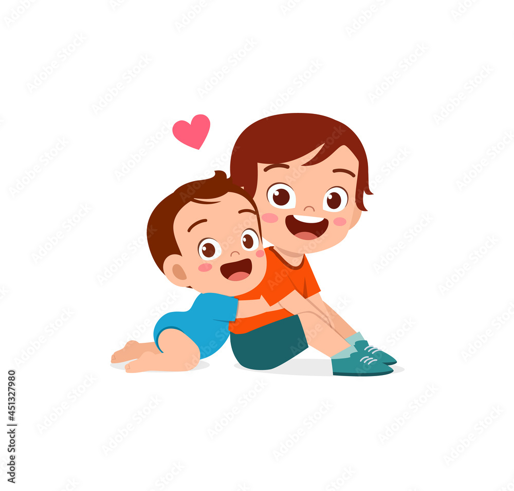 Cute Little Baby Boy Hug Big Brother Sibling Stock Vector Adobe Stock Cute Little Baby Boy Hug Big Brother Sibling Stock Vector Adobe Stock
