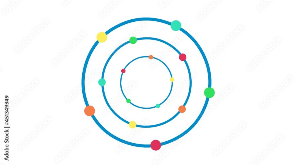 Animation of movement of colored circles in a circle. Looping. White ...