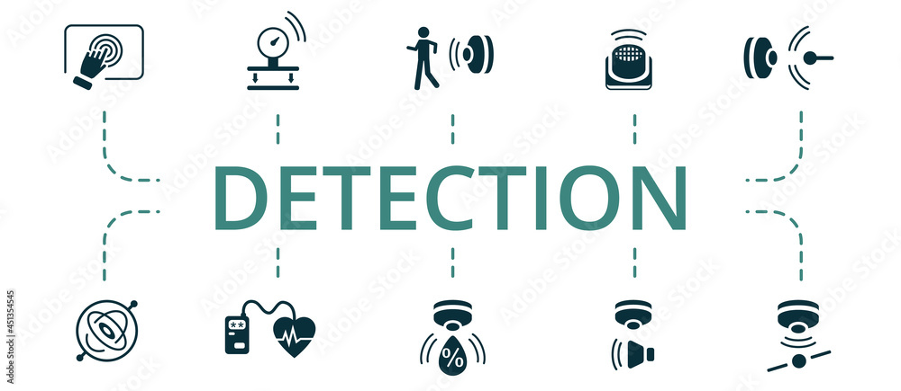 Detection icon set. Contains editable icons theme such as heartbeat ...