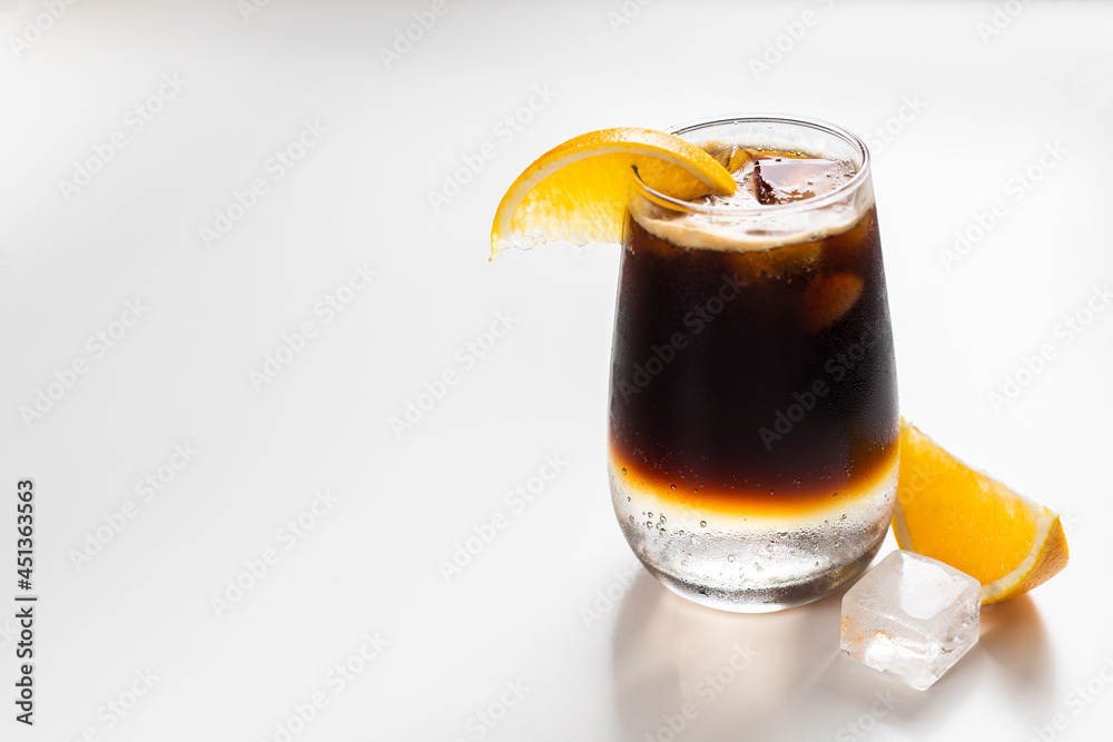espresso tonic with ice lemon coffee copy space Stock Photo | Adobe Stock