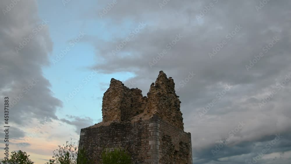 Old historic castle ruins in hilltop in Slovenia. Demolished stone ...