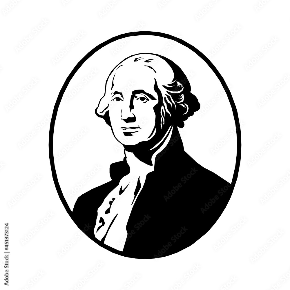 Black and white vector illustration of George Washington in eps 10 ...