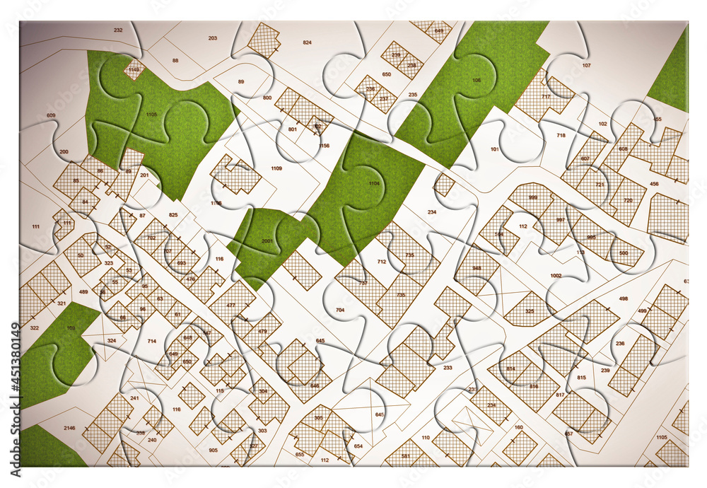 Imaginary cadastral map of territory with a free green land available ...