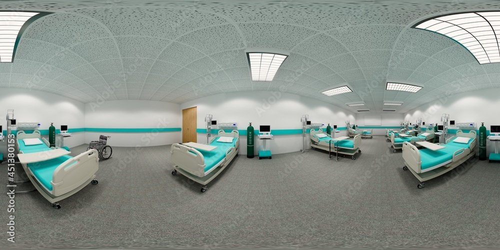 Hospital room with beds .Empty bed and wheelchair in nursing a clinic ...