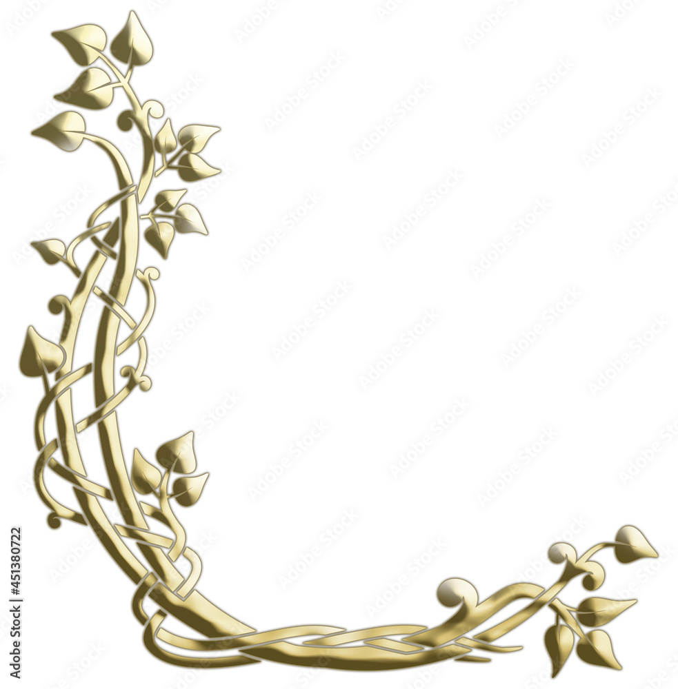 L-shaped border with golden leaves. Art Deco style vector illustration ...