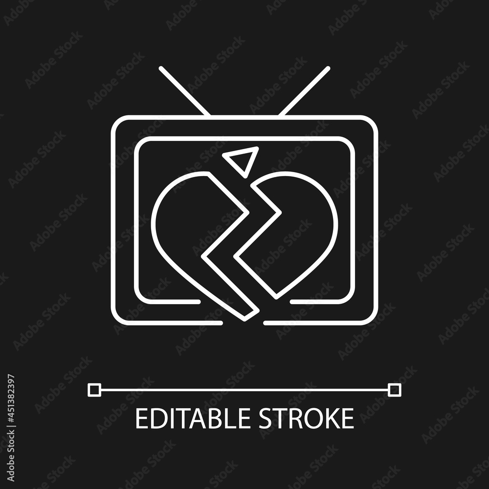 Soap opera white linear icon for dark theme. TV drama series. Sentival ...