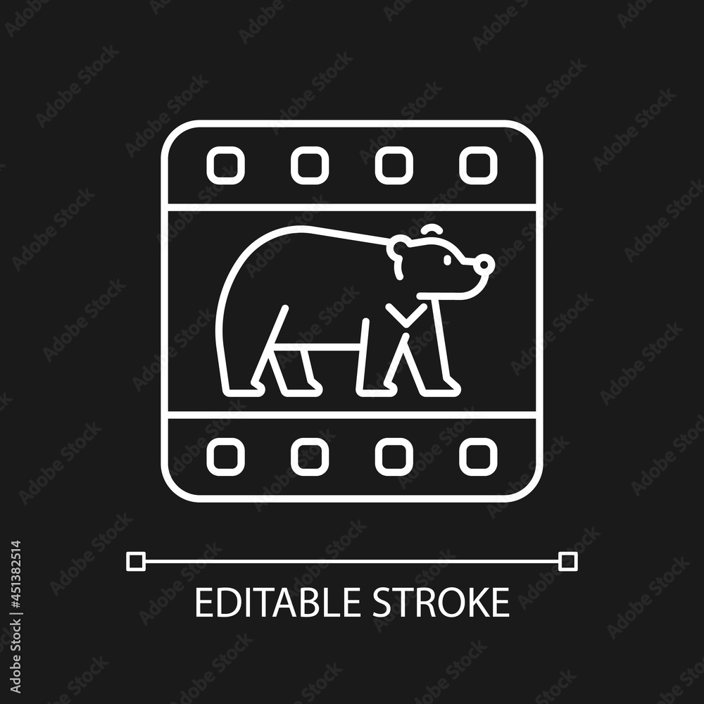 Wildlife documentary white linear icon for dark theme. Educational ...