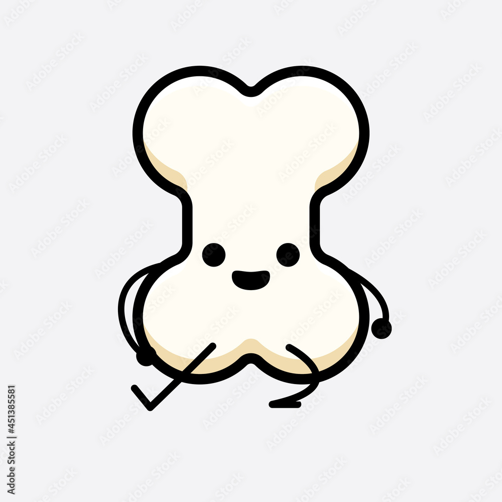 Vector Illustration of Bone Character with cute face and simple body ...