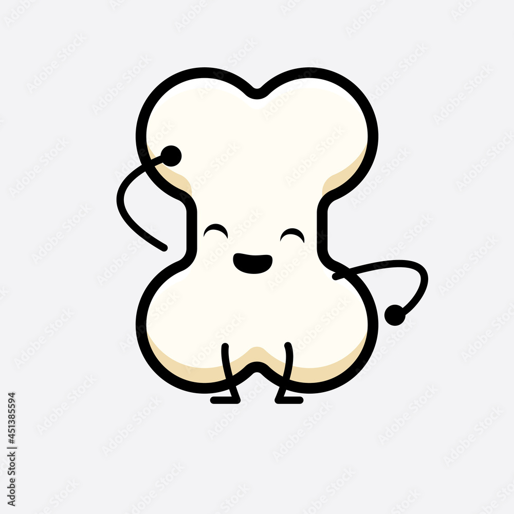 Vector Illustration of Bone Character with cute face and simple body ...