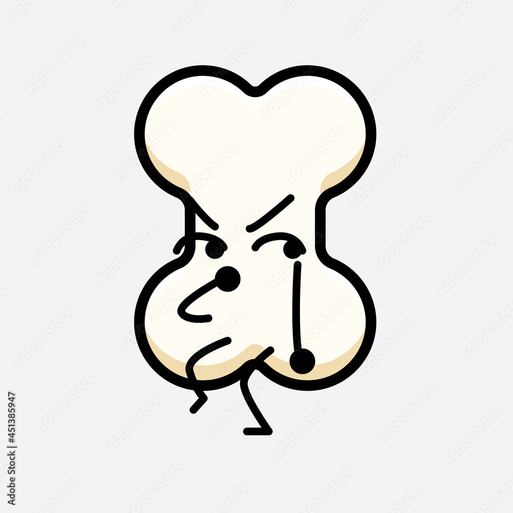 Vector Illustration of Bone Character with cute face and simple body ...