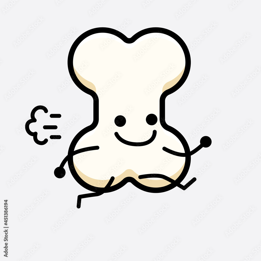 Vector Illustration of Bone Character with cute face and simple body ...