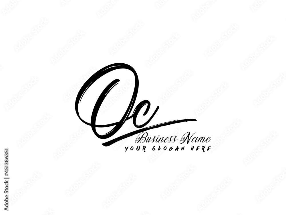 Brush OC Letter Logo, monogram oc signature logo icon vector for ...