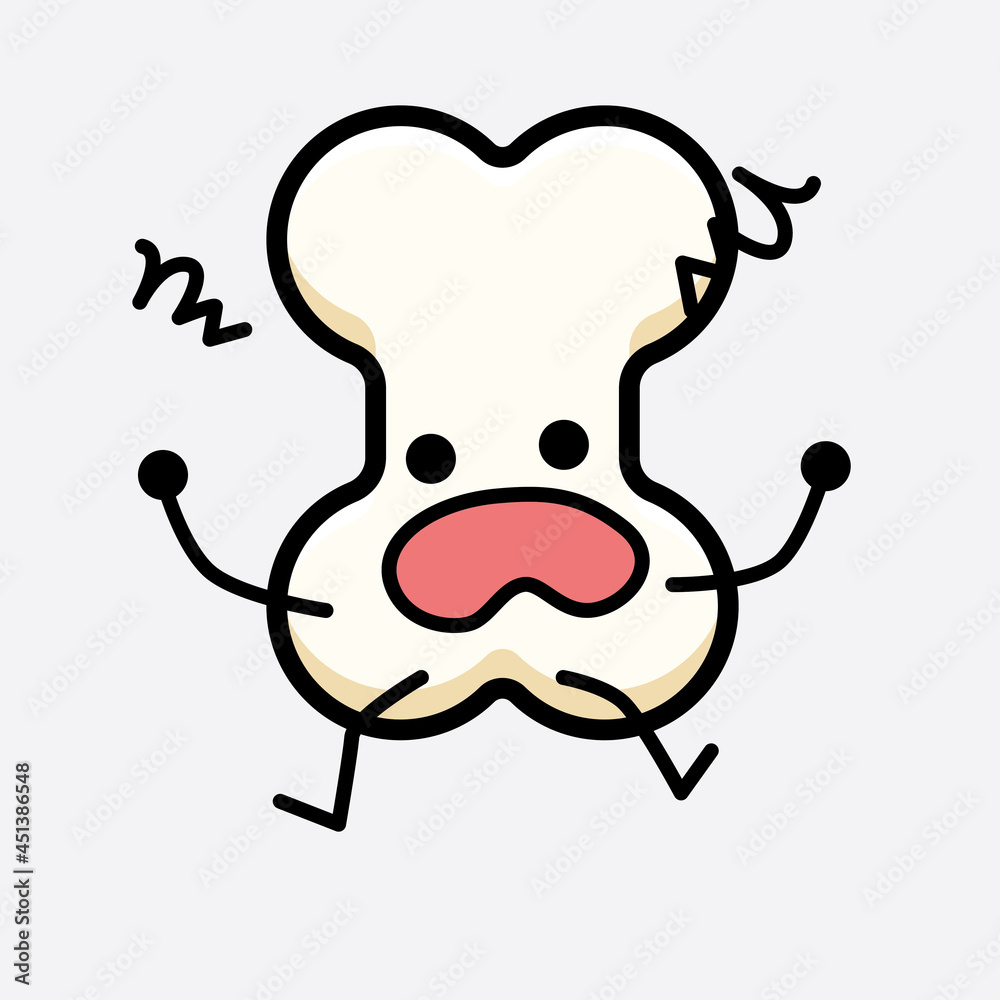 Vector Illustration of Bone Character with cute face and simple body ...