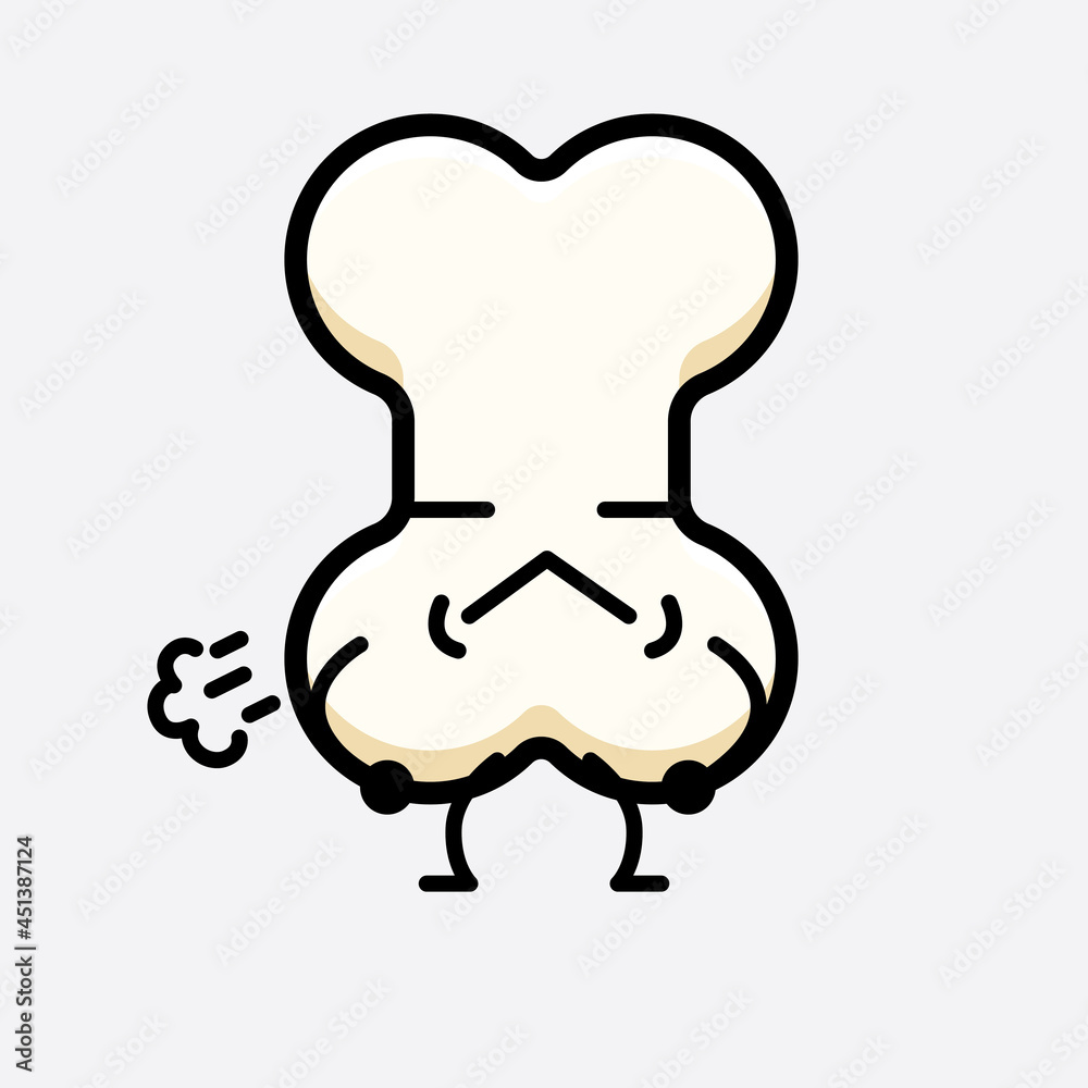 Vector Illustration of Bone Character with cute face and simple body ...