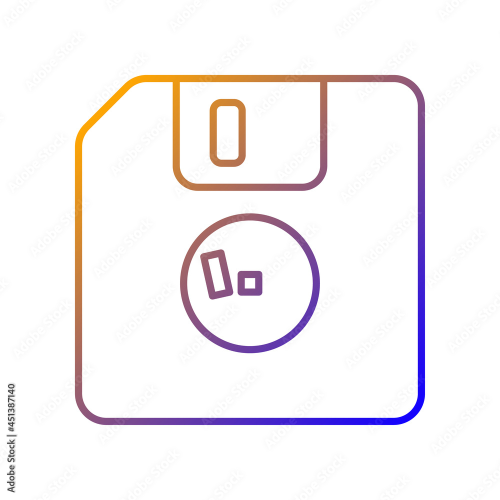 Diskette gradient linear vector icon. Removable magnetic storage ...