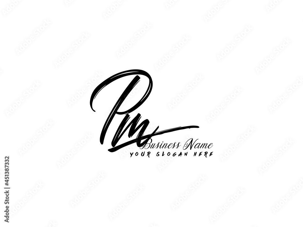Brush PM Letter Logo, monogram pm signature logo icon vector for ...