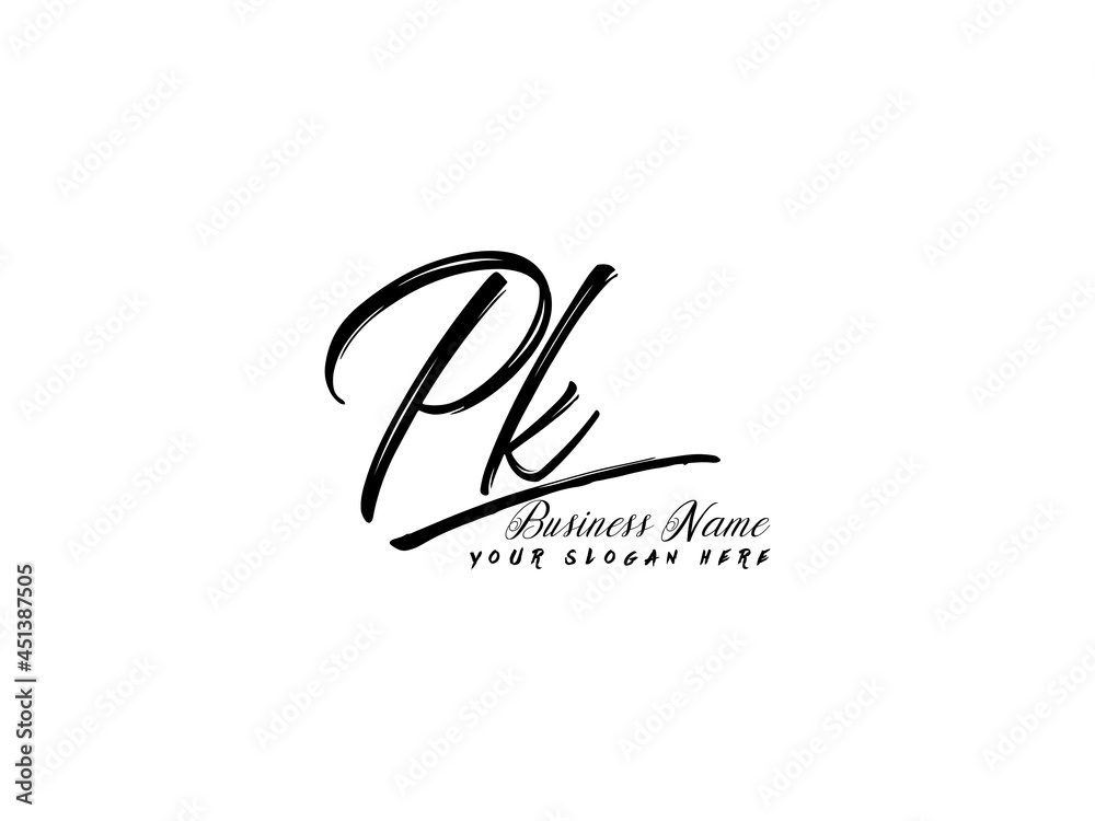 Brush PK Letter Logo, monogram pk signature logo icon vector for ...