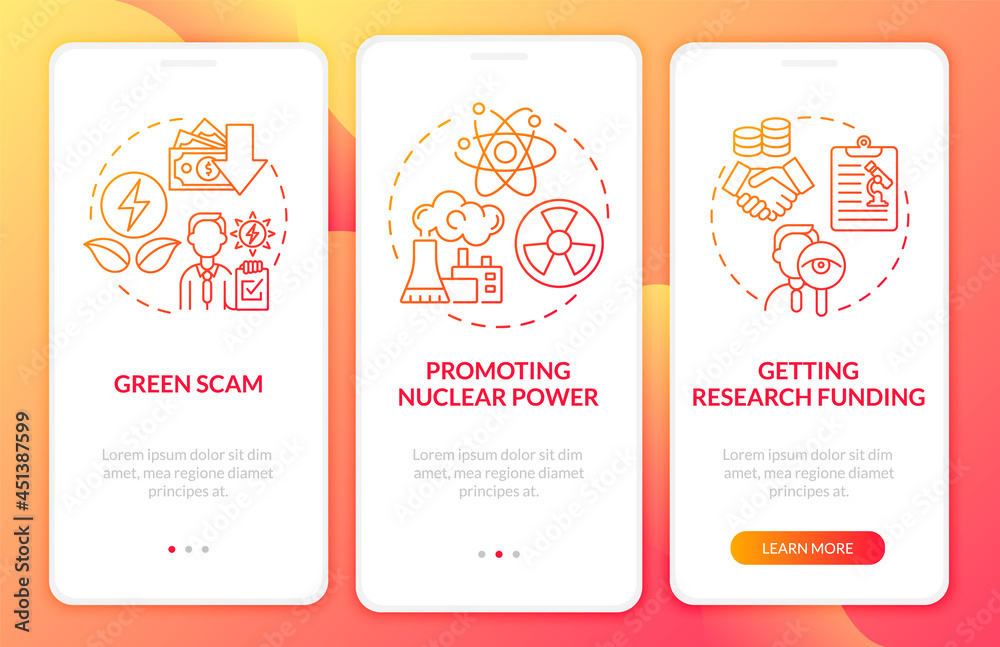 Getting research funding red gradient onboarding mobile app page screen ...