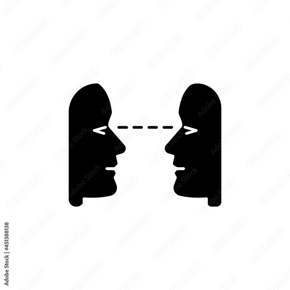 Eye contact black glyph icon. Nonverbal communication. Building ...