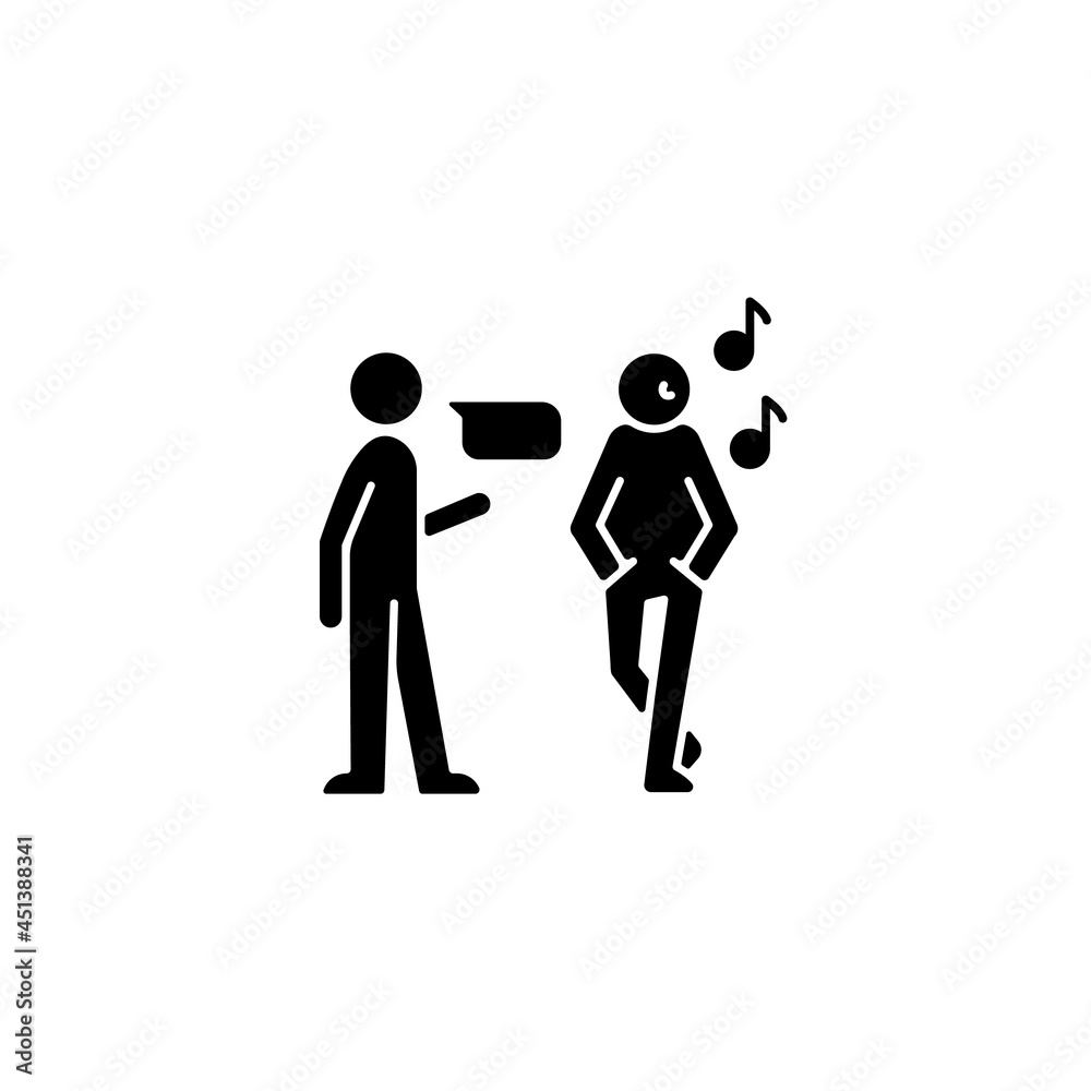 Inattentive listening black glyph icon. Lacking eye contact. Distracted ...