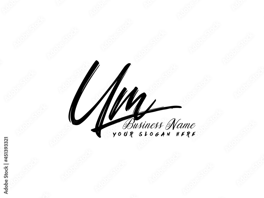 Brush UM Letter Logo, monogram um logo icon vector for business Stock ...