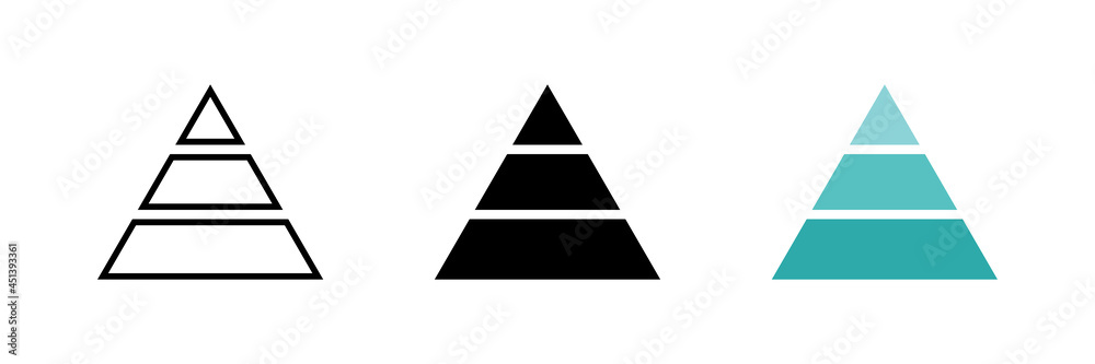 Pyramid chart icon. Pyramid diagram few template designs. Chart ...
