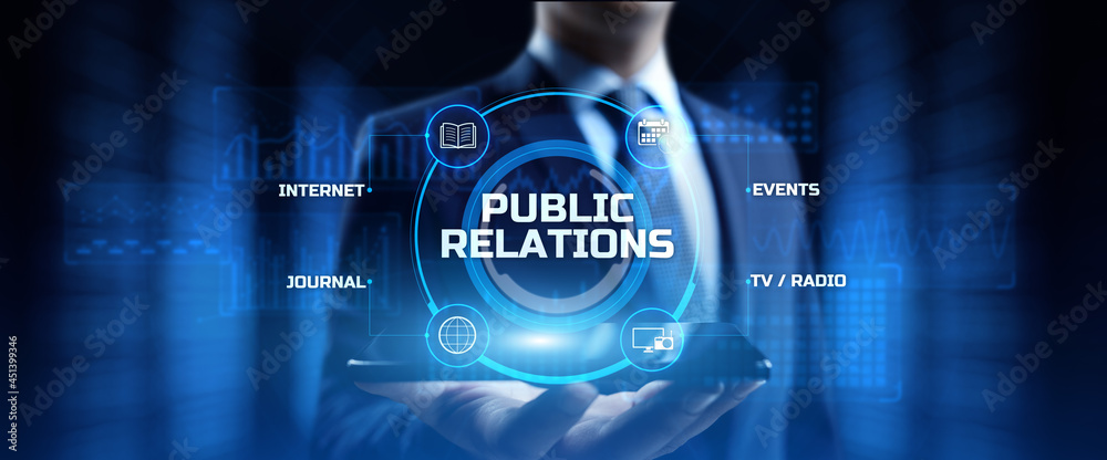 PR Public relations concept. Communication advertising marketing ...