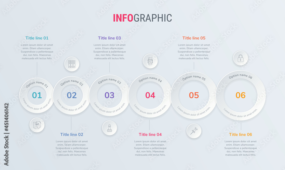 Vector infographics timeline design template with rounded elements ...
